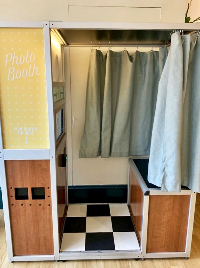 The vintage-inspired photo booth invites you to capture your post-breakfast bliss—food coma smiles optional but encouraged.
