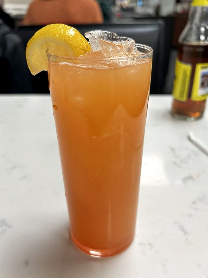 A tall, refreshing beverage with just the right amount of sweetness. The perfect palate cleanser between bites of savory perfection.