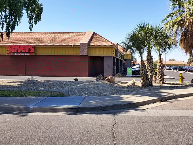 Even from the outside, with palm trees standing guard, Savers promises an air-conditioned treasure hunt in the heart of Phoenix.