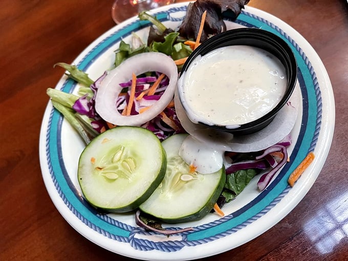 Sometimes even seafood fanatics need a palate cleanser—this fresh side salad with its crisp cucumber and creamy dressing plays the perfect supporting role.