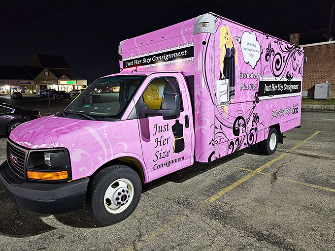 The unmistakable pink truck – like an ice cream truck for adults, but instead of popsicles, it delivers fashion at fantastic prices.