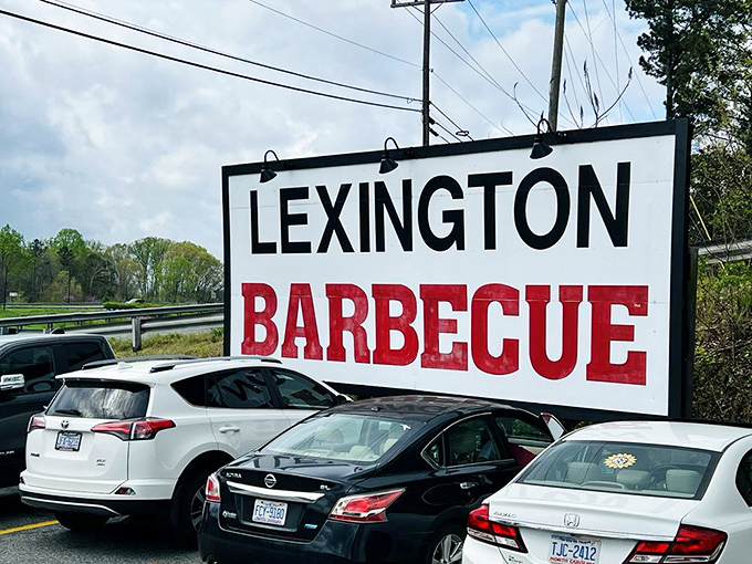 The sign that's launched a thousand road trips. Bold, straightforward, and making no apologies—just like the barbecue it advertises.