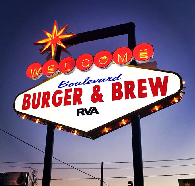 As day turns to dusk, the neon sign becomes Richmond's North Star for the hungry and thirsty—a mid-century modern masterpiece guiding you home.