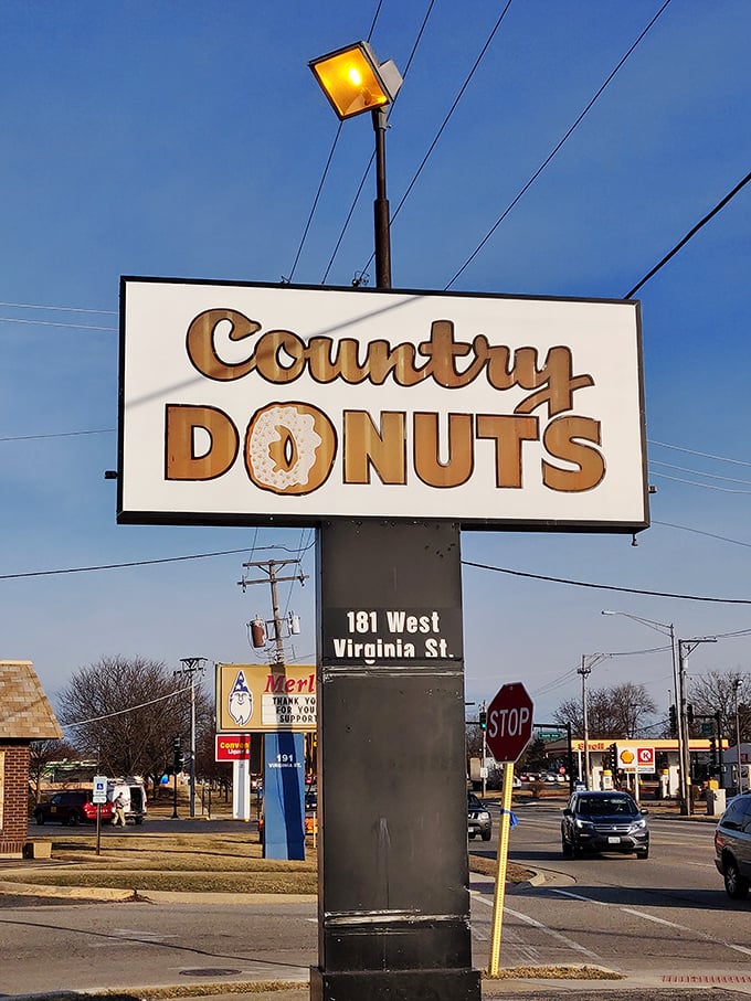 Bold lettering announces what awaits inside – a sugar-powered time machine disguised as a bakery.