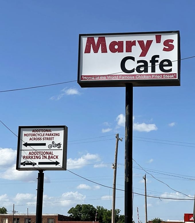 "Home of the World Famous Chicken Fried Steak" isn't just marketing—it's a fact. The sign promises exactly what awaits inside.