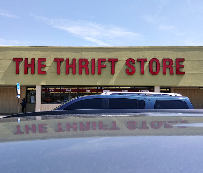 The sign says it all—no pretension, just promise. Like a beacon for bargain hunters, those red letters have guided generations of thrifty Floridians to secondhand paradise.