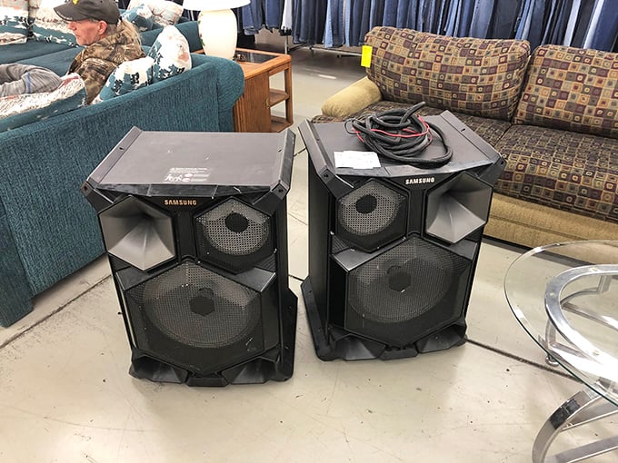 Party speakers that have probably pumped more wedding dance floors than you've attended. Just add some Earth, Wind & Fire, and watch your living room transform.