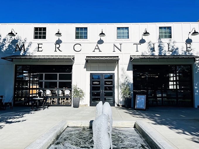The Shannon Mercantile offers small-town shopping with big-city style. That bubbling fountain isn't just decoration—it's the sound of stress washing away.