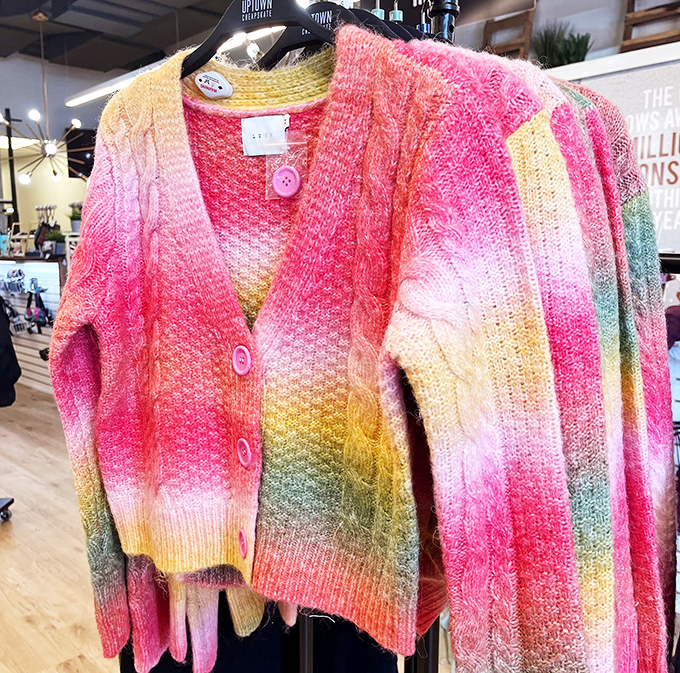 This technicolor dream sweater brings Joseph's coat into the 21st century—previous owner's buyer's remorse is your fashion gain.