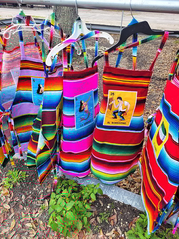 Wearable rainbows with personality! These vibrant serape bags feature lotería cards and bold stripes, turning everyday errands into colorful adventures.
