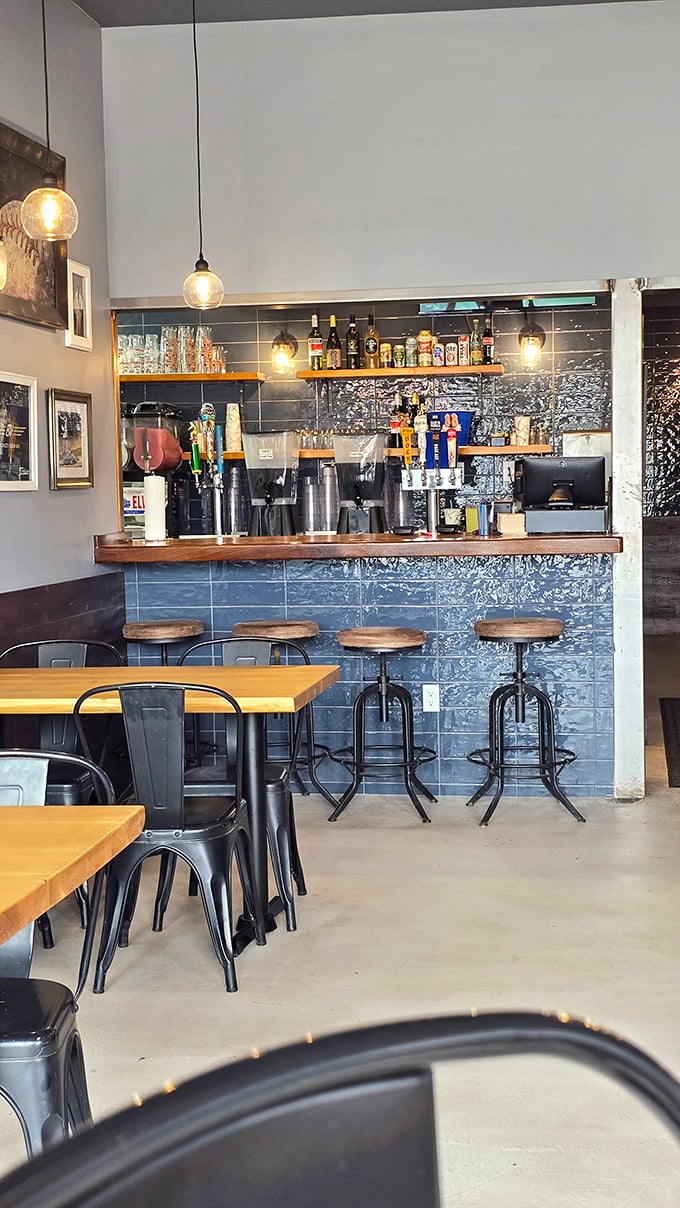 The bar area offers a moment of civilized pause before diving face-first into the gloriously uncivilized act of proper barbecue consumption.