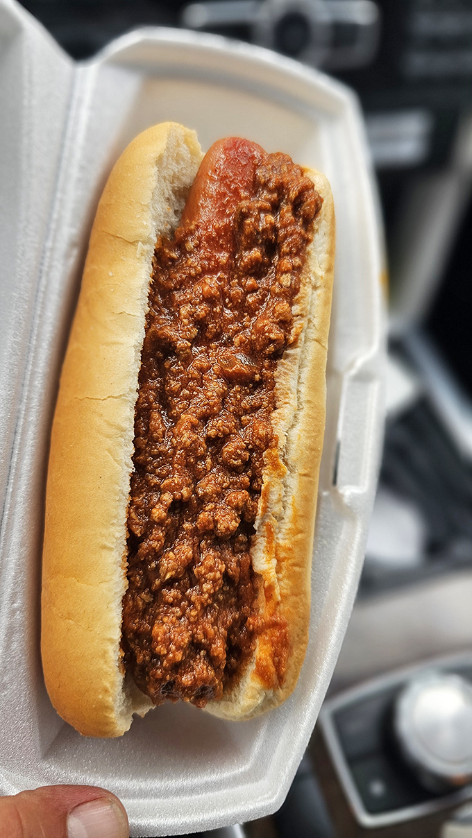 The chili dog—America's greatest contribution to handheld cuisine since the high-five. Messy, magnificent, and worth every napkin.