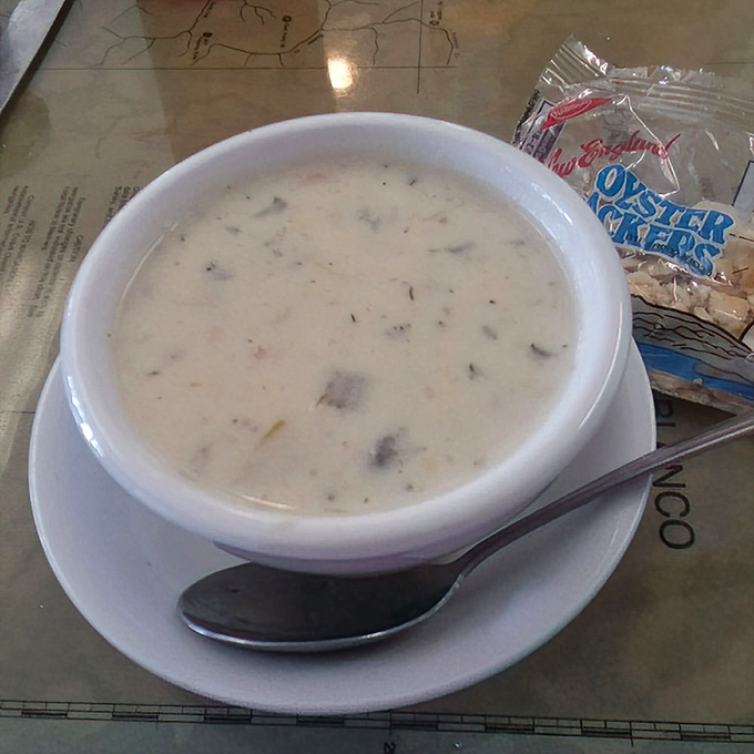 The famous seafood chowder – creamy, substantial, and packed with treasures from the bay. This isn't just soup; it's liquid comfort.