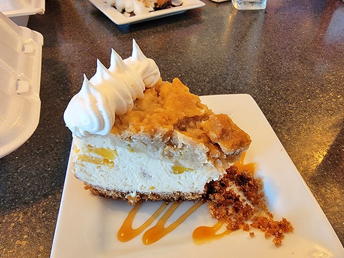 This isn't just dessert—it's a sweet finale that makes you contemplate ordering a second slice before you've finished the first.