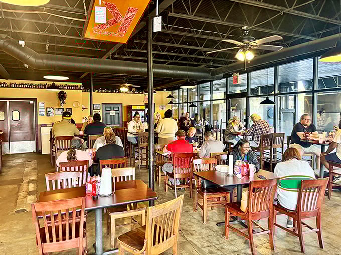 The dining room buzzes with the satisfied murmurs of people having religious experiences with smoked meat. Barbecue brings strangers together like nothing else.