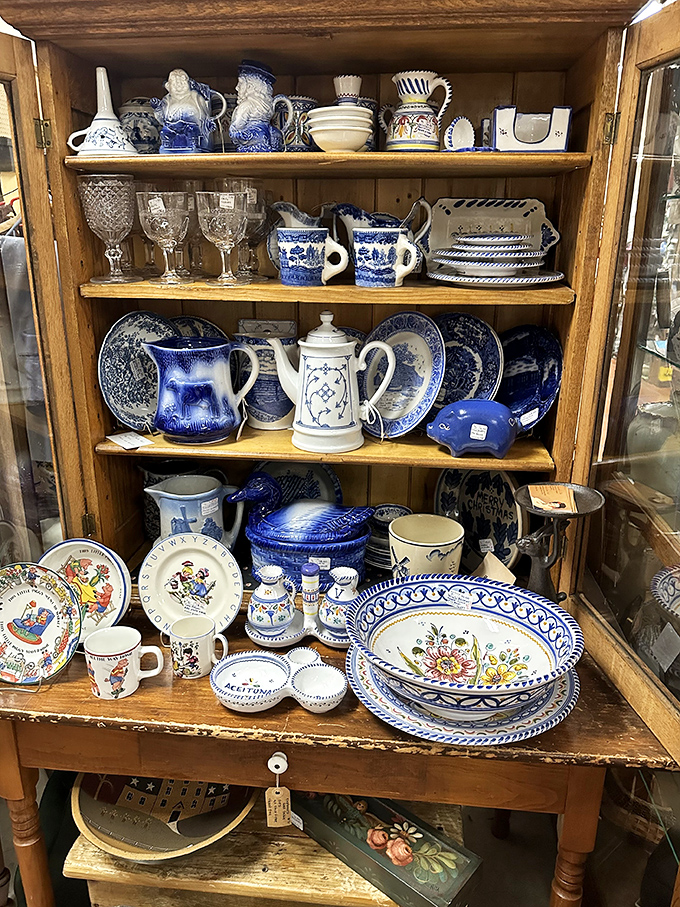 This blue and white dinnerware collection isn't just functional pottery—it's a testament to when family meals were events and matching sets mattered.