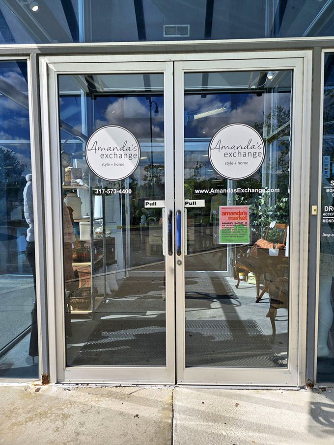 The gateway to bargain bliss. These glass doors mark the entrance to a world where style and savings coexist beautifully.