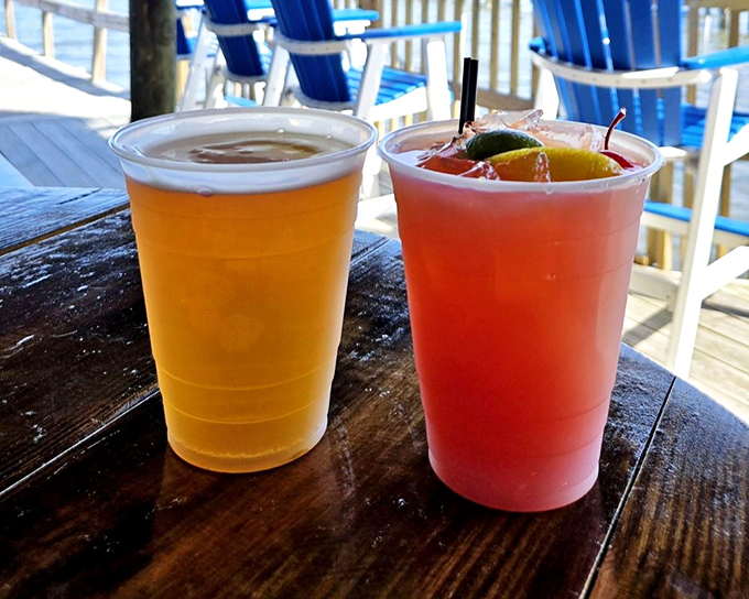 Cold beer and a sunset-colored cocktail—Florida's version of a perfect couple, no relationship counseling needed.