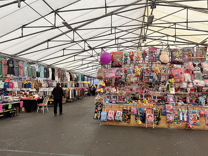 The indoor section stretches toward infinity, a climate-controlled universe of toys and clothing where shopping marathons continue regardless of weather.