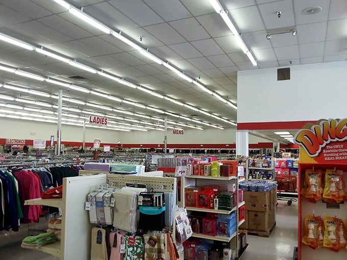 Department store organization meets garage sale prices—the perfect retail marriage under fluorescent lighting that forgives all fashion mistakes.