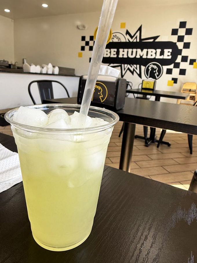 The Cactus Cooler—a bright yellow oasis of sweet relief when your mouth is wondering why you chose "Humble Hot AF" despite all warnings.
