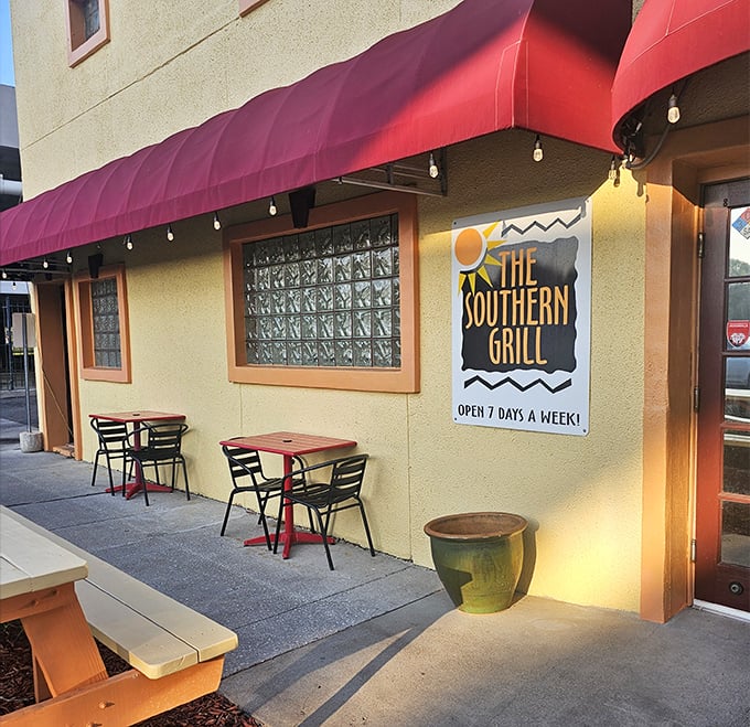 Outdoor seating for those perfect Florida evenings when the humidity takes a rare break. The string lights aren't trying to be trendy—they've been there since before it was cool.