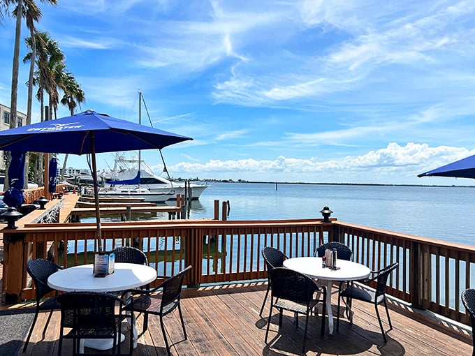 Dining with a view that rivals the food for attention. The waterfront deck where lunch stretches into dinner because nobody wants to leave paradise once they've found it.