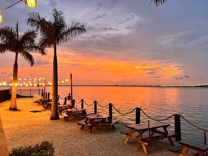 Mother Nature showing off at sunset, as if to say, "You're welcome for this backdrop to your grouper tacos."