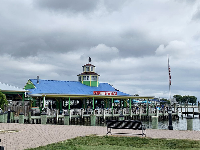 The Jetty's distinctive cupola and waterfront position make it a beacon for boaters and food lovers alike along the Chesapeake.