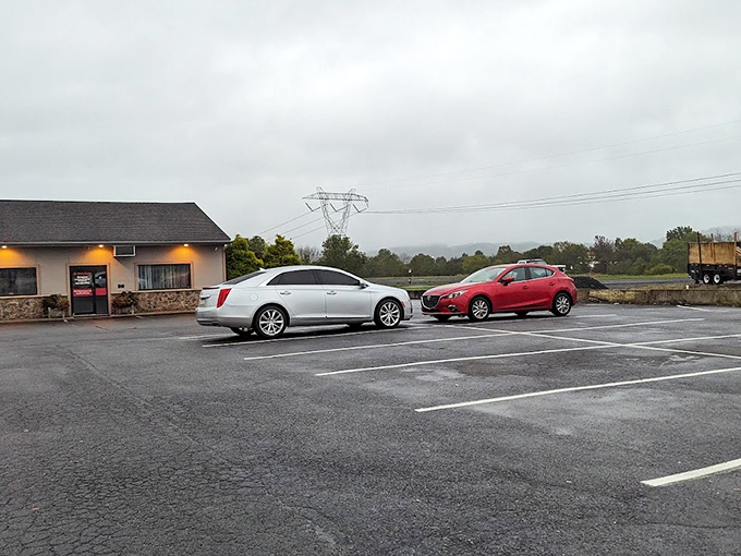The parking lot at dawn—where early birds gather for first dibs on those home fries and the day's first pour of that liquid ambition we call coffee.