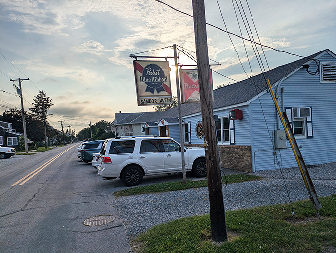 The vintage Pabst Blue Ribbon sign swinging gently in the Delaware breeze isn't retro-chic—it's just never seen any reason to change with the times.