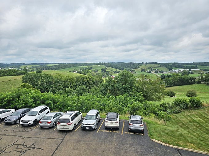 The view from Der Dutchman reminds you why they call it "God's Country." Rolling hills and farmland stretch to the horizon—nature's perfect digestif after a hearty meal.