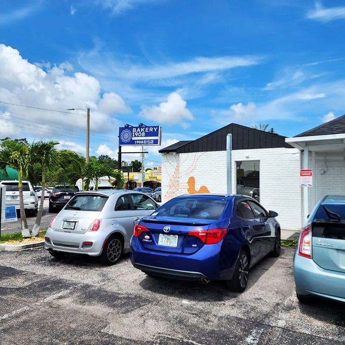 The full parking lot tells the real story—locals know this place is worth hunting for a spot. Florida's worst-kept culinary secret.