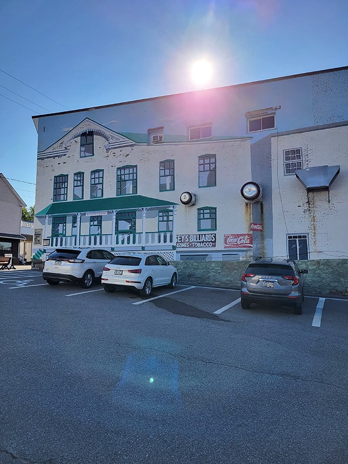 Even the parking lot has character, with the building's vintage-inspired mural facing a bright Pennsylvania sky—worth the drive from anywhere.