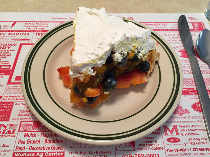 Mixed berry pie bursting with summer's sweetness, each slice a celebration of Ohio's agricultural bounty.