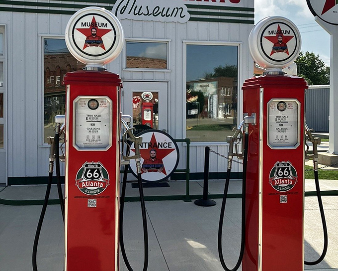 These lovingly restored vintage gas pumps aren't just museum pieces—they're time machines that transport you to when "Fill 'er up!" meant full service with a smile.