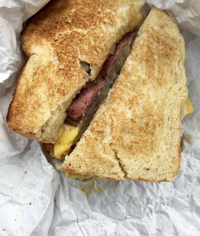 A breakfast sandwich that doesn't need a filter or a hashtag. Just honest ingredients between perfectly toasted bread—the way morning fuel should be.