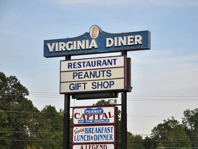 The roadside sign proudly declares this the "Peanut Capital of the World." When a restaurant makes this bold a claim, you'd better pull over.