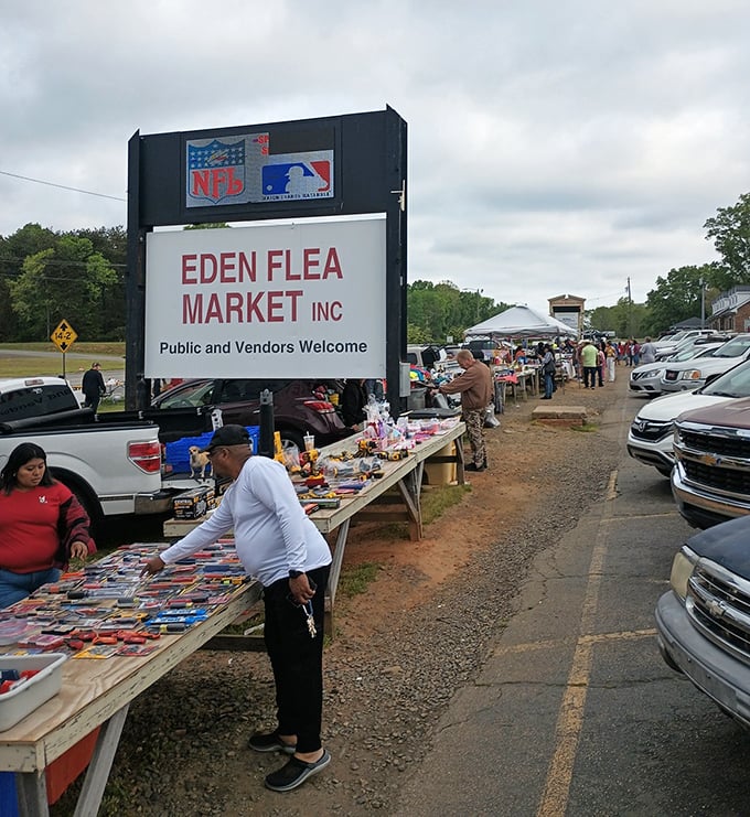 The sign says it all – "Public and Vendors Welcome." In the democracy of deal-finding, everyone gets an equal vote with their wallet.