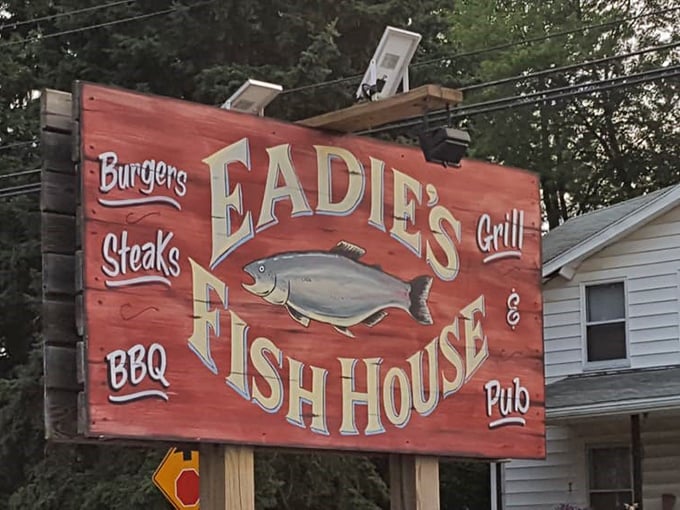 The weathered sign that's guided hungry travelers to seafood satisfaction for countless memorable meals.