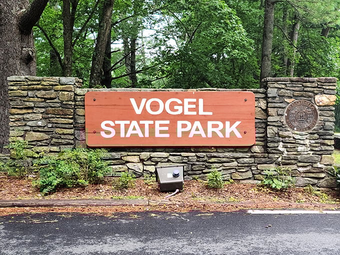 The entrance sign—where countless family photos have been taken and vacation memories officially begin their journey to legendary status.