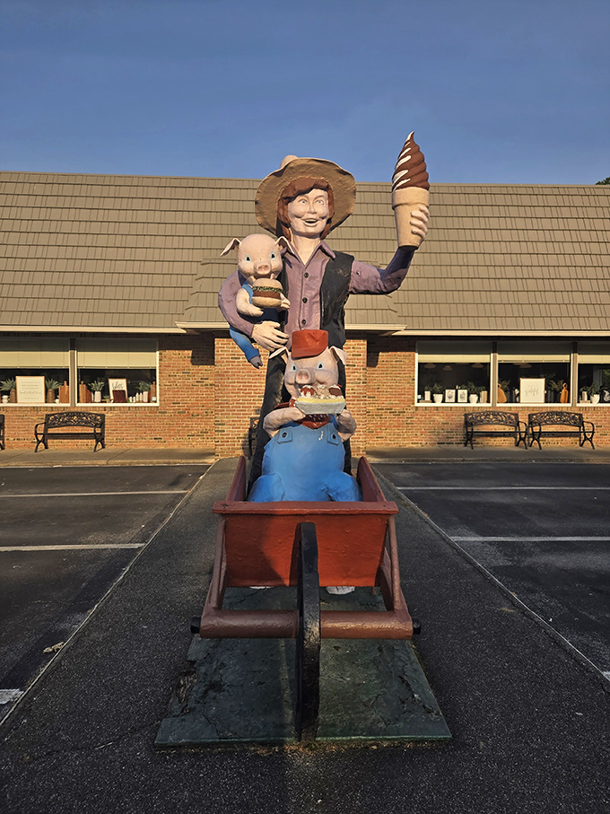 The whimsical statue greeting visitors is Lancaster County's unofficial mascot. Like a folksy Statue of Liberty, but instead of a torch, he's wisely holding ice cream.
