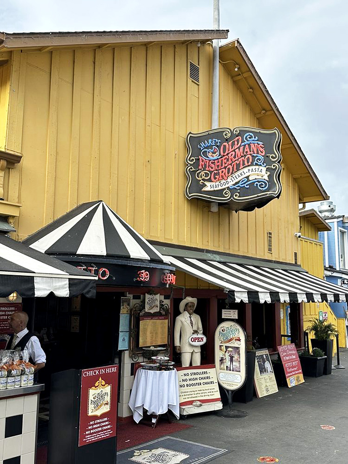 The yellow exterior and striped awnings aren't just charming—they're a promise that inside these walls, seafood traditions are maintained with pride and butter. Lots of butter.