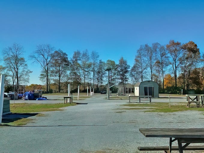 The calm before the treasure-hunting storm. This peaceful view of Williams Grove's grounds belies the bargain-filled excitement that erupts when vendors arrive.