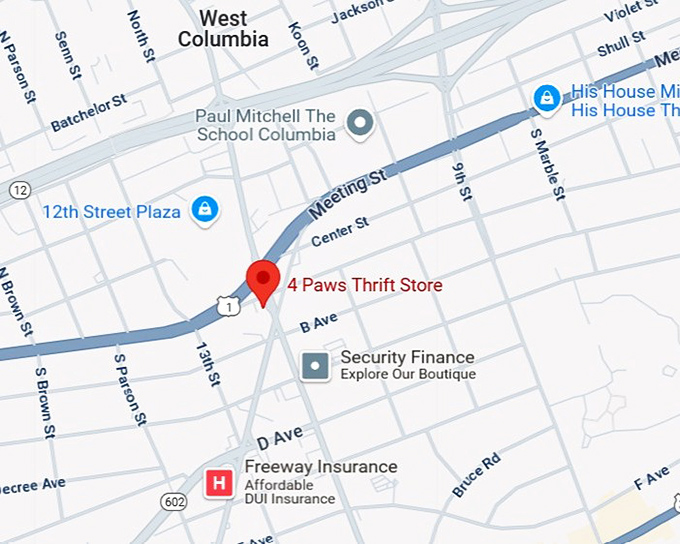 16. 4 paws thrift store map