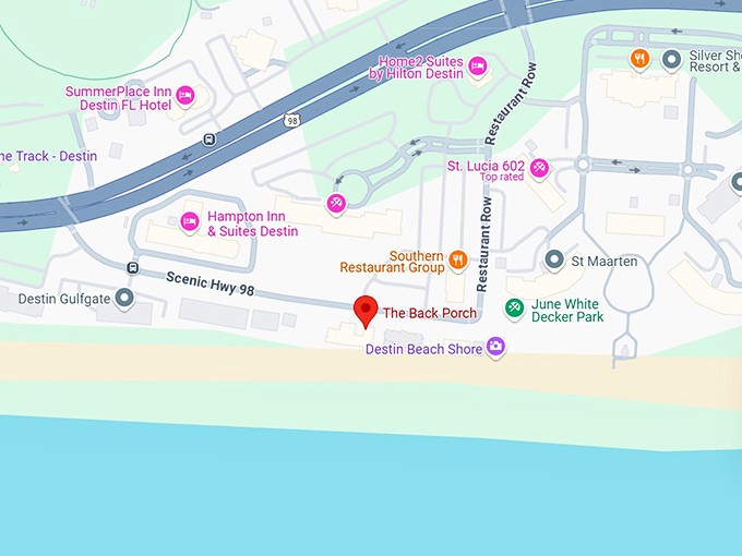 16. back porch seafood & oyster house map