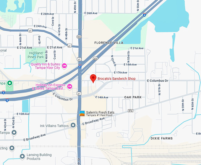 brocato's sandwich shop map