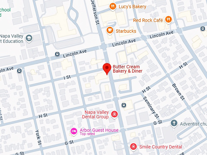 16. butter cream bakery & diner map