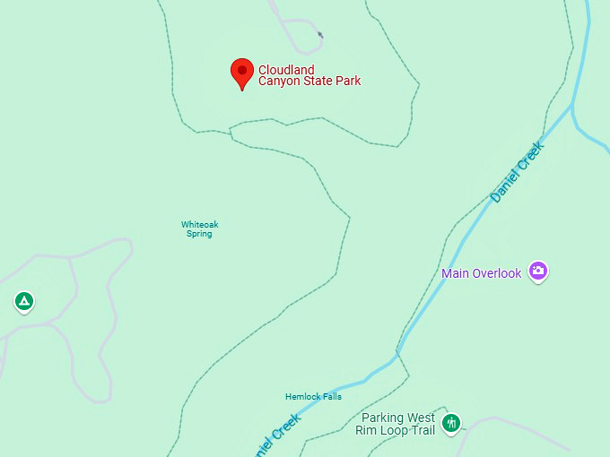 16. cloudland canyon state park map