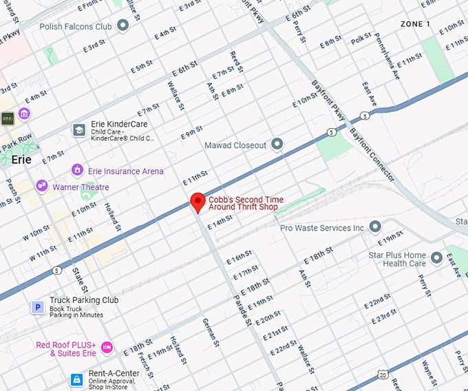 16. cobb's second time around thrift shop map